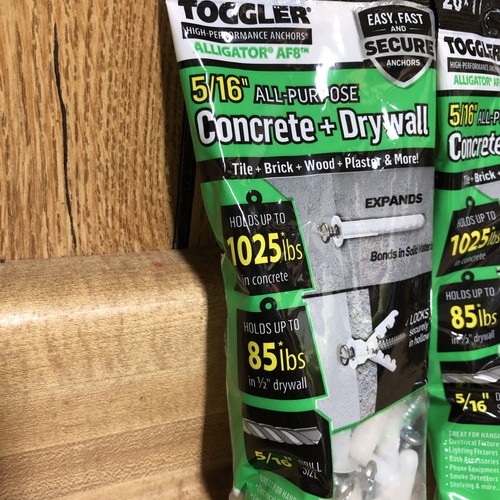2 Pack Toggler 50500 Wall Anchors AF8 Alligator 5/16" Concrete ...