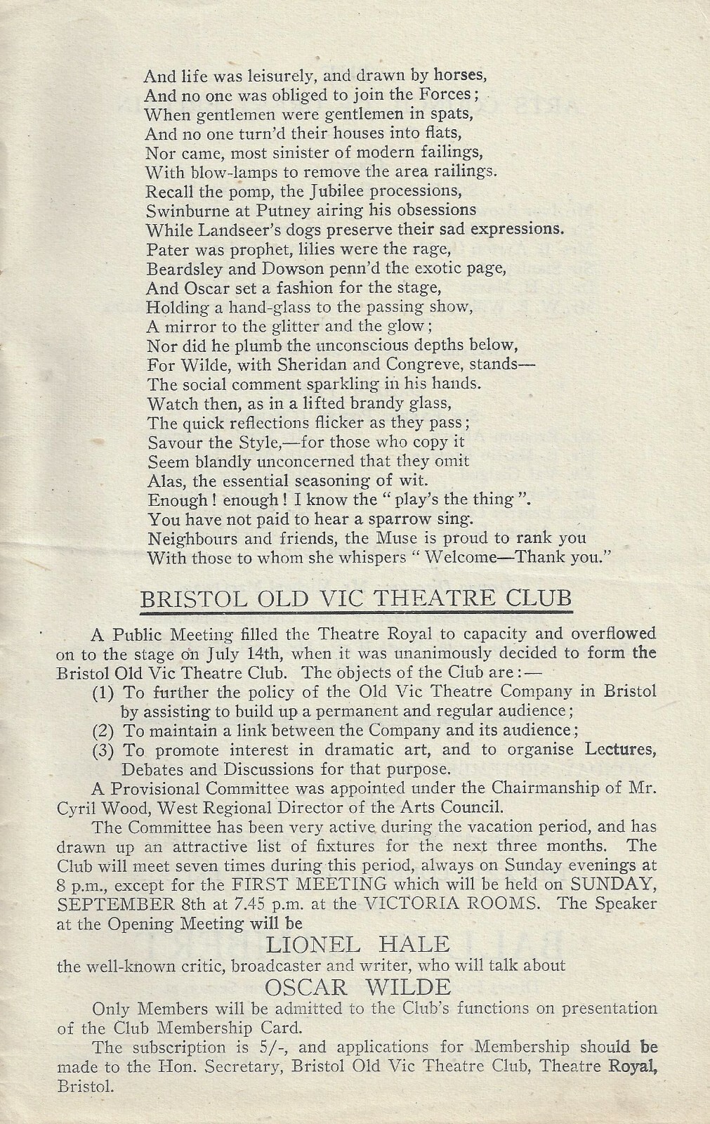 William Devlin "IMPORTANCE OF BEING EARNEST" Oscar Wilde 1946 Bristol ...
