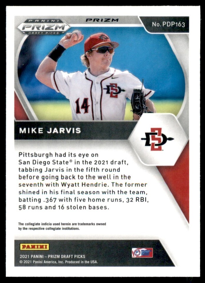 2021 Panini Prizim Draft Pick Blue Wave Mike Jarvis 1074 Rookie San ...