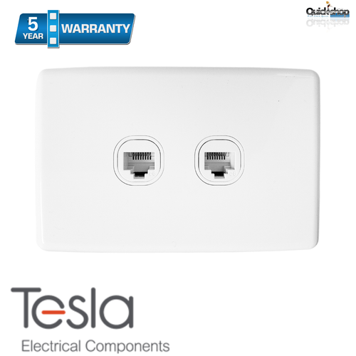 2 Gang Clipsal 2000 Compatible Wall Plate with Cat6 RJ45 Data Network ...