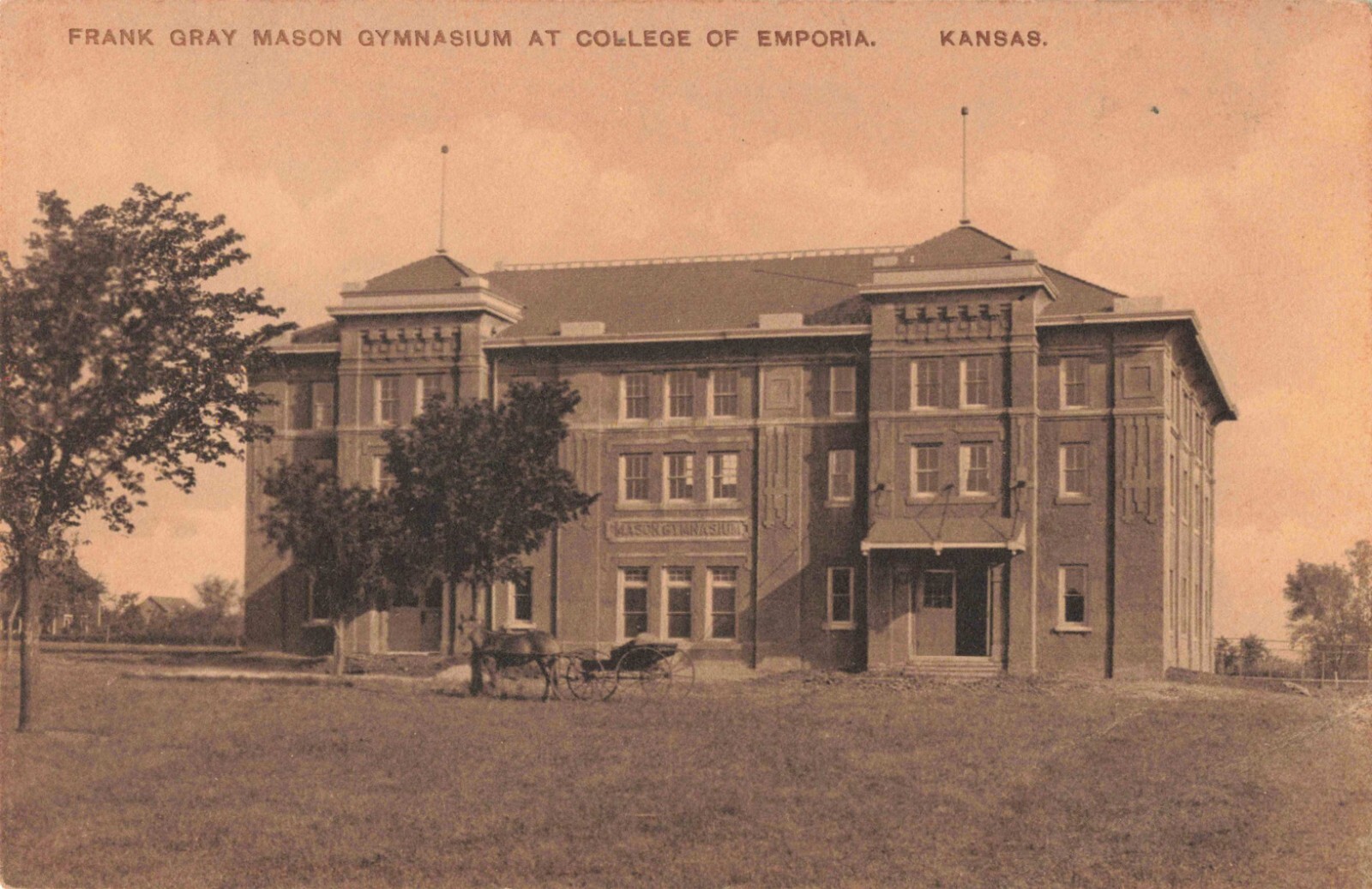Sepia RPPC KS Emporia Kansas-Frank Gray Mason Gymnasium -Emporia ...