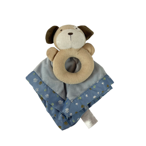 A178 Carters Blue Brown Puppy Dog Rattle Paws Blanket Plush Stuffed Toy ...