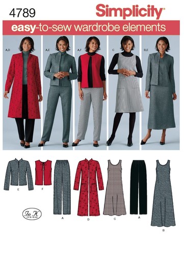 SIMPLICITY SEWING PATTERN 4789 WOMENS 20W-28W EASY DRESS COAT JACKET ...