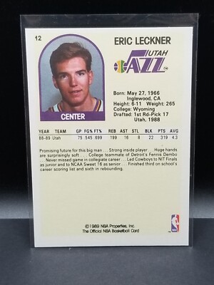 Eric Leckner #12 [Rookie] 1989 Hoops - ERROR/NO FRONT PRINTING! | eBay