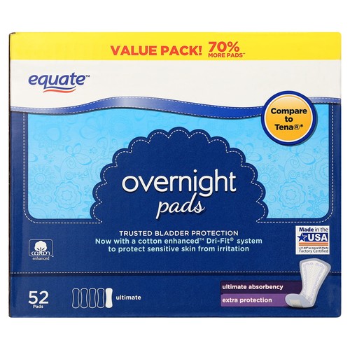 Women's Overnight Incontinence Pads, Ultimate Absorbency (52 Count) | eBay