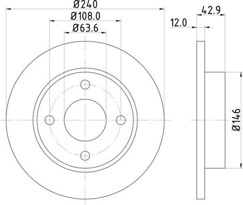 Don Car Brake Discs Pair Front Outer Diameter 240mm For Ford PCD12152 ...