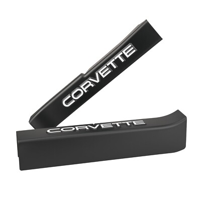 2pc GM Licensed Black Door Sill Plate Protectors w/ Corvette Logo for ...