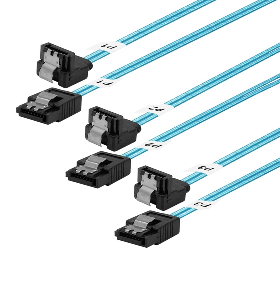 SATA-III Cable:12 Inches,3 Pack Thin 90-Degree SATA Right-Angle Cable 6 ...