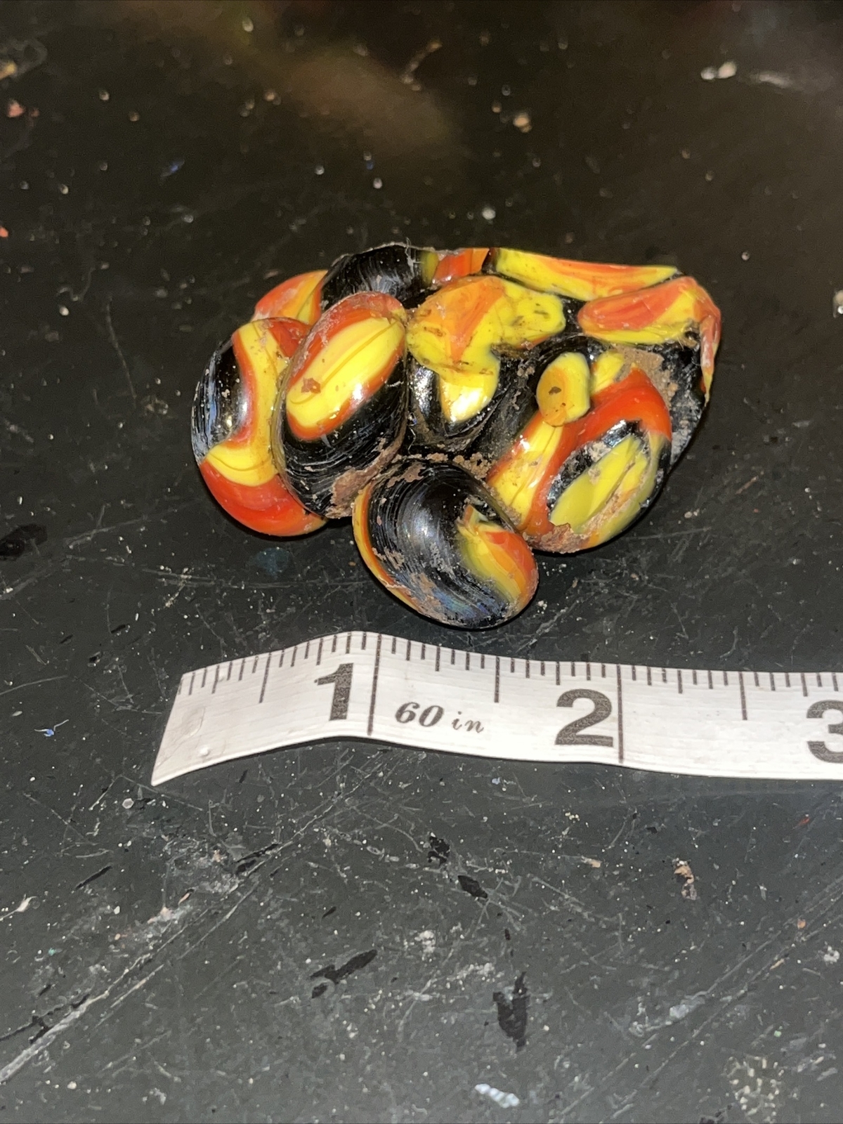 Akro Agate Cullet Antique Glass Halloween Indian Blanket Marbles ...