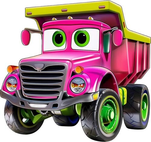 Colour Pink Cartoon Truck Kid Wall Art Bedroom Nursery Decor Vinyl ...