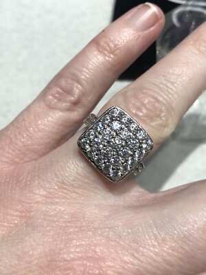 Designer TJC Djoy Moissanite 925 Sterling Silver Square Cluster ...