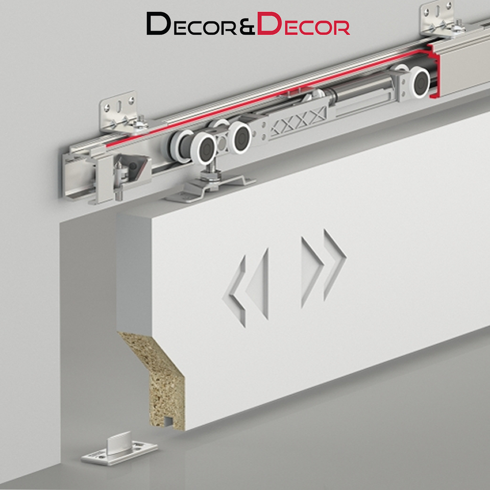 Sliding Door Track System 120KG Per Door Top Hung BOTH WAY SOFT CLOSE ...