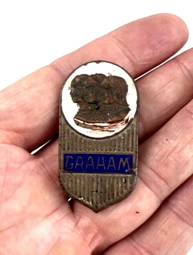 RARE 1930 Graham 6 Automobile Car Radiator Emblem Badge Enamel Antique ...