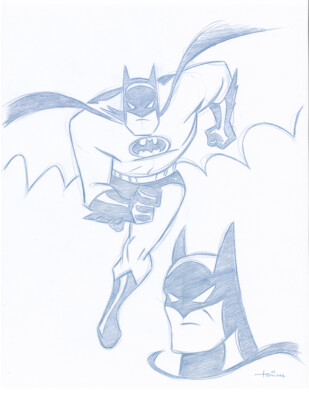 Batman Blue Line Convention Sketch by Animator - Original Art Drawing ...