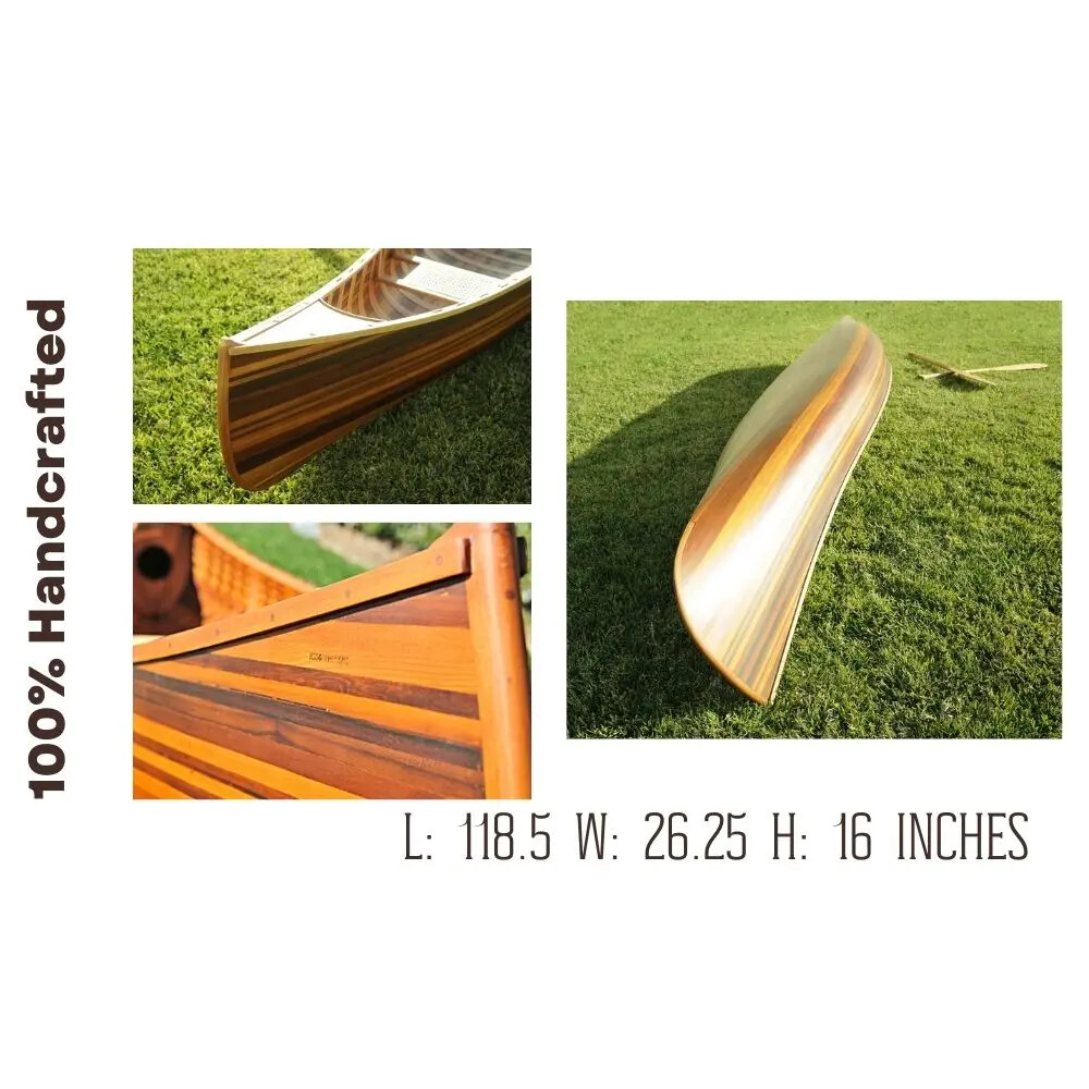 Handcrafted Cedar Canoe Display Piece with Paddle – Matte Finish ...