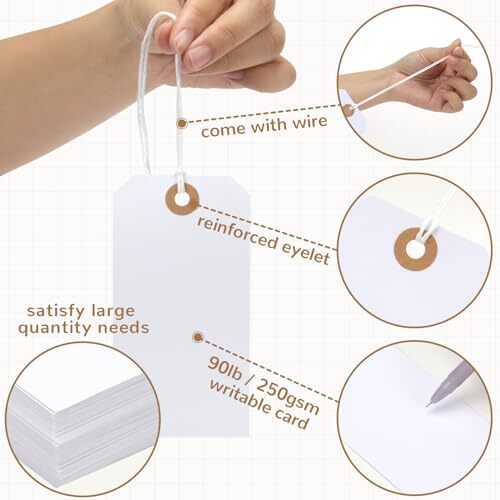 150PCS Blank Shipping Tags 4 3/4 x 2 3/8 inches Manila Label Tags with ...
