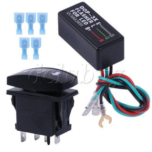 2x 4pin Turn Signal Rocker Switch 12V with Flasher Set for Motorcycle ...