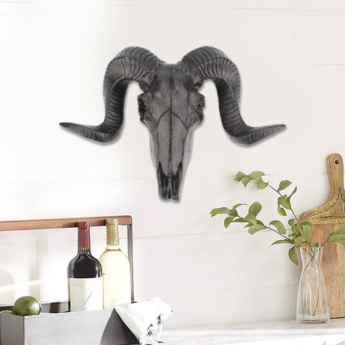 Gothic Ornament Black Shofar Skull Background Wall Mounted Hanging ...