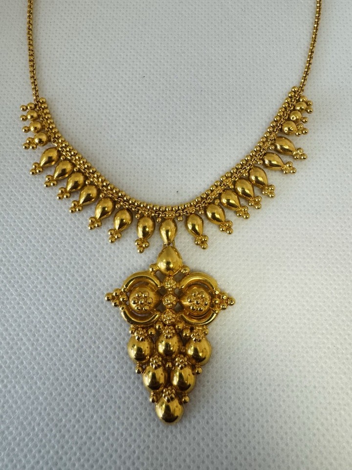 22k Solid Yellow Gold Ornate 15.5” Necklace ~ 20gr | eBay