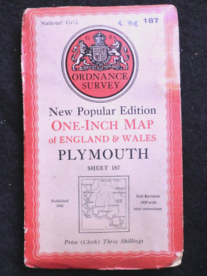 VINTAGE ORDNANCE SURVEY MAP of Plymouth (1946) Sheet 187 - Devon ...