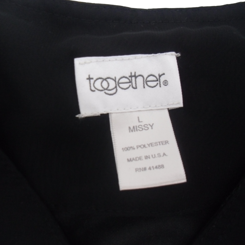 Together Missy Kimono Top And Bottom Women's Large Black Gold Rose ...