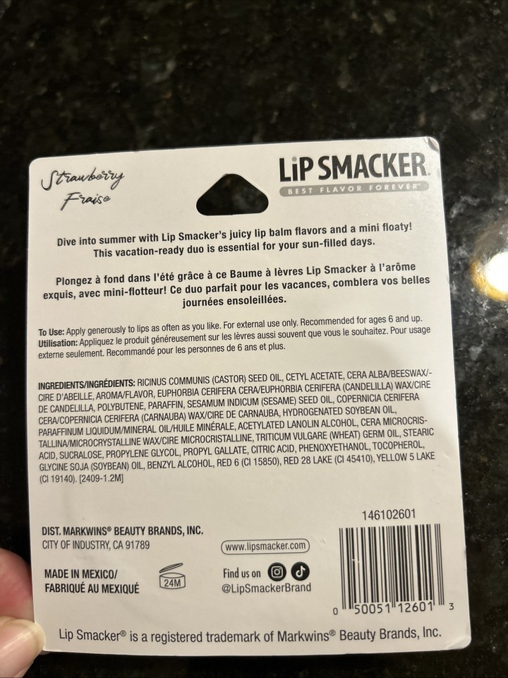 Lip Smacker Strawberry Lip Balm w/ Mini Floaty Keychain - Summer Travel ...