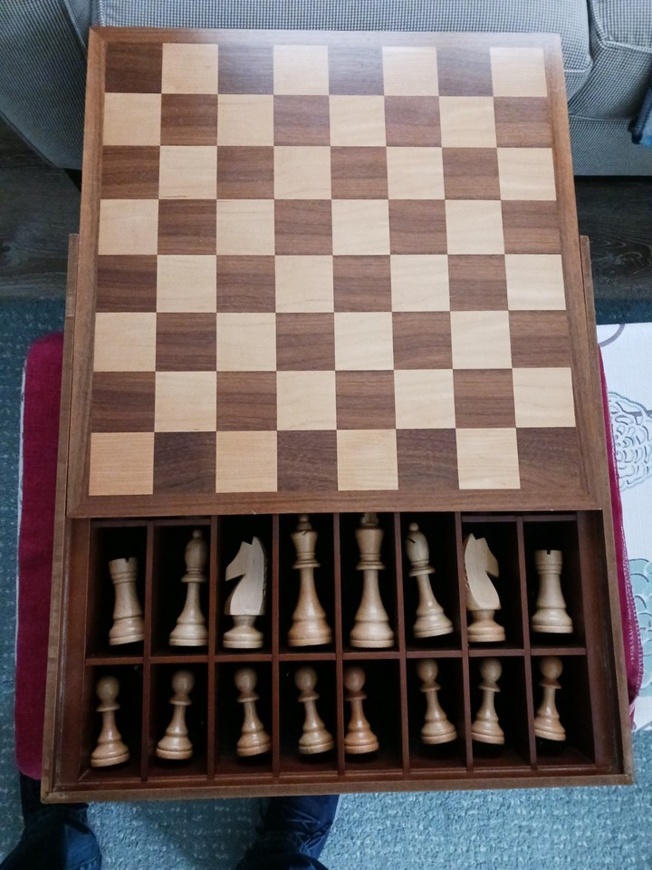Staunton Chess Checkers HardWood Set. 22"Board,Weighted,Felted,6"King,3 ...