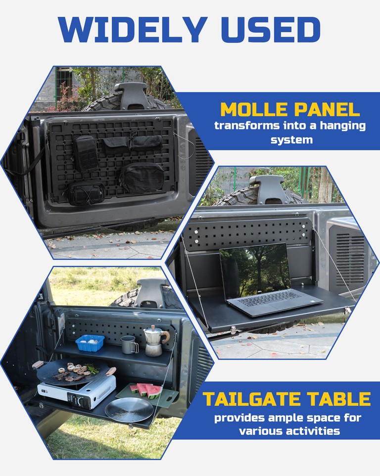 Us Tailgate Table Metal & Molle Panel For 2021-2025 Ford Bronco 2/4 ...