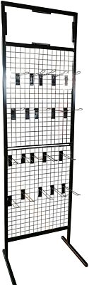 Retail Shop Display Stand Black Gridwall Mesh Panel + 20 Black Hooks ...