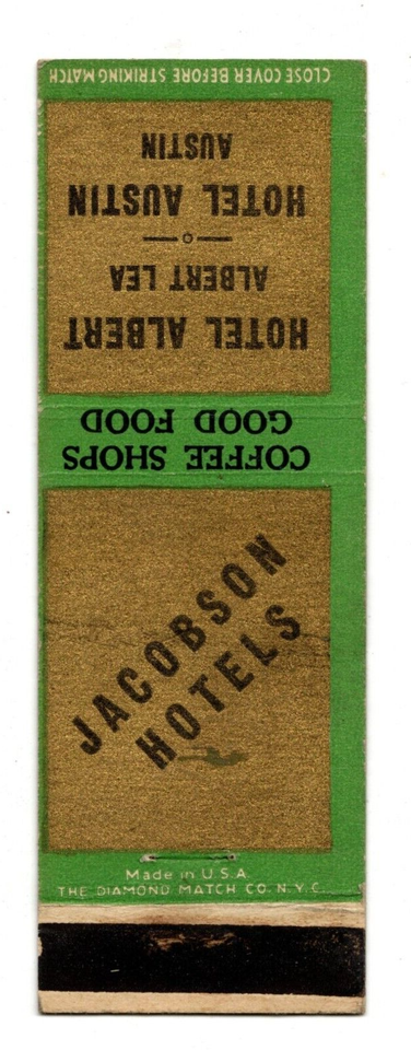 HOTEL ALBERT matchbook matchcover - VINTAGE AUSTIN, TEXAS | eBay