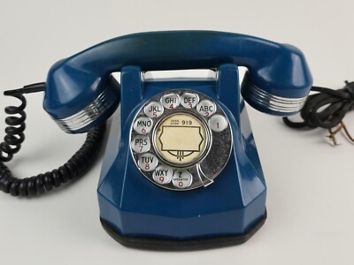 Automatic Electric Monophone AE40 Royal Blue Telephone Chrome Bands ...