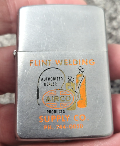 VINTAGE ZIPPO FLINT WELDING AIRCO SUPPLY COMPANY 6-LINES ON BOTTOM ...