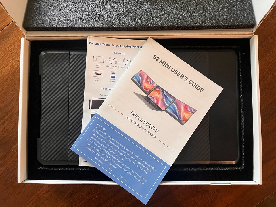 Triple Screen Laptop Monitor Extender S2 Mini Portable Foldable Display ...