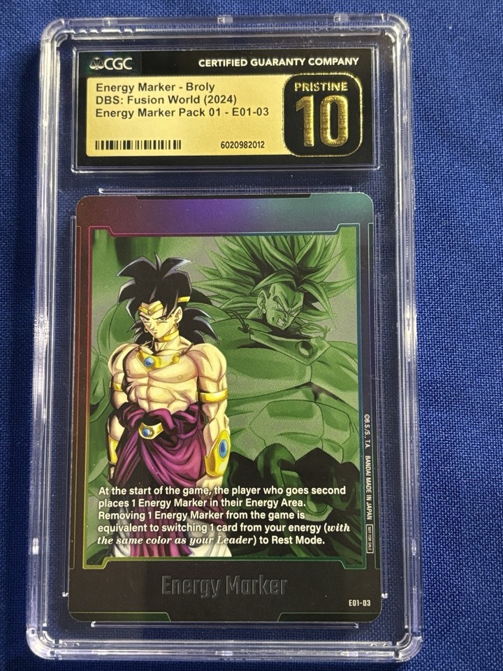 CGC Pristine 10 ⭐️ Broly E01-03 Energy Marker Fusion World Super DBS ...