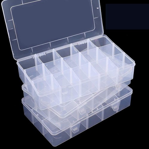3 Pack 15 Grids Large Plastic Storage Organizer Box,15 Compartments ...