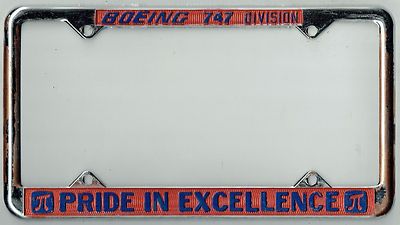 1970's BOEING 747 "Pride In Excellence" California Vintage License ...