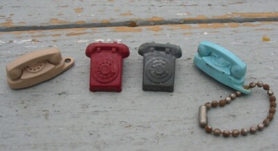 Vtg 60's Lot 4 Plastic Phone Key Chain Charm Princess Rotary Telephone ...