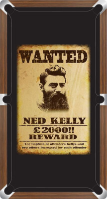 Graphic Digitally Printed Outlaw Ned Kelly Wanted Poster 7ft Pool Table ...