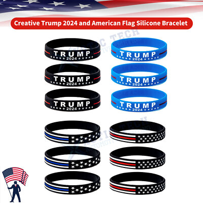6PCS Unisex Donald Trump President Republican Bracelets MAGA Rubber ...