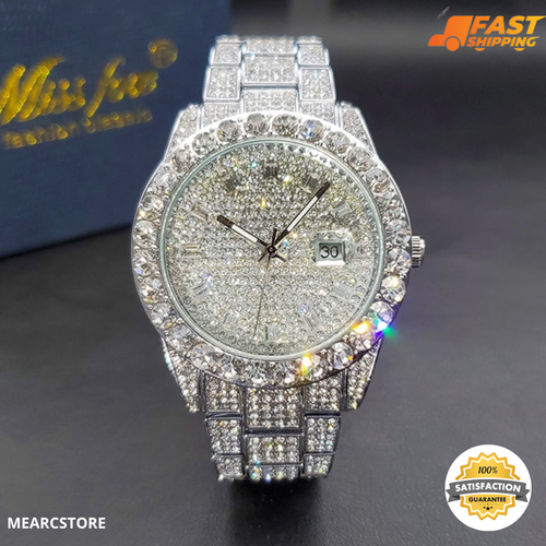 Luxury Fully Ice out Men's Women's Watch Custom Iced VVS Gold Band ...