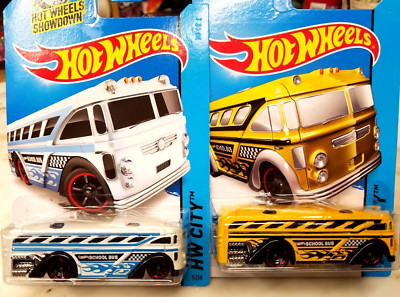 2014 HOT WHEELS #3 HW CITY HW CITY WORKS SURFIN' SCHOOL BUS LOT OF 2 ...