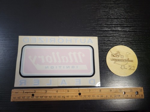 Vintage 8" x 5" Mallory Ignition Authorized Dealer Sticker Decal Racing ...