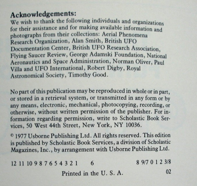 The Scholastic FunFact Book of UFO's, VTG 1977 1st Edition, Ted Wilding ...