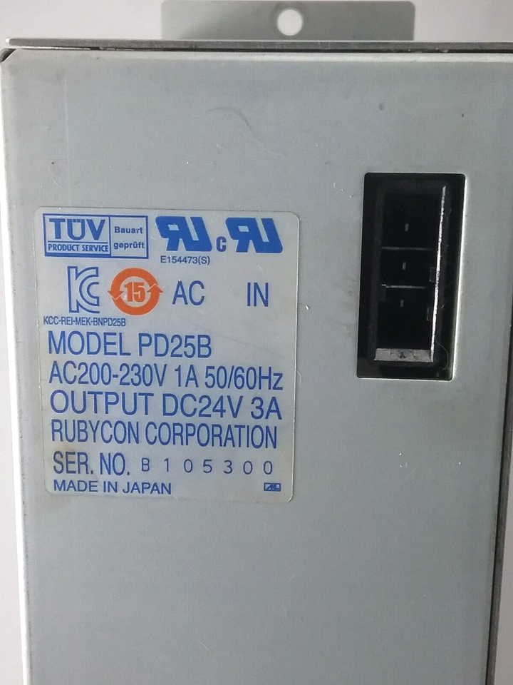 Power Supply TUV RUBICON PD25B AC 200-230V 1A 50/60 Hz OUPUT DC 24V 3A ...
