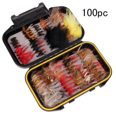 40/100Pcs Fly Fishing Flies Kit Handmade Fly Fishing Lures Bionic Flies ...