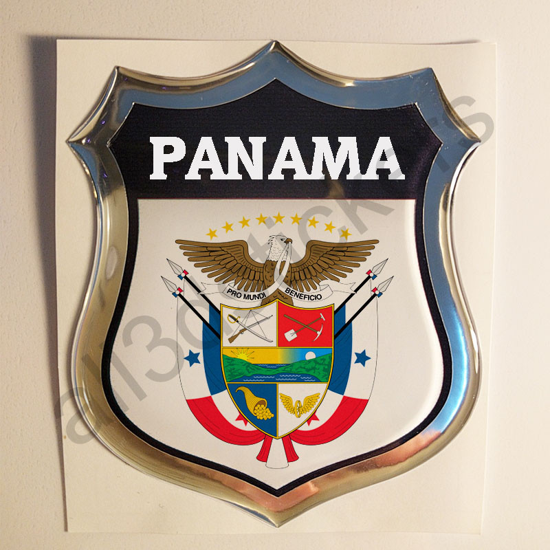 Sticker Panama Emblem Coat of Arms Shield 3D Resin Domed Gel Vinyl ...