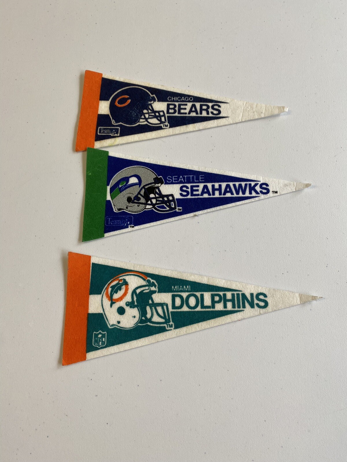 Vtg 90s Mini Pennant Set Of 3 NFL Teams Rico 9” Long Seahawks Bears ...