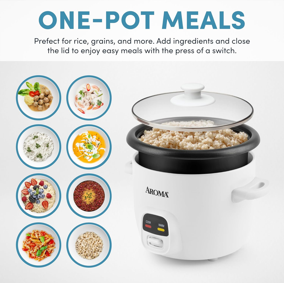 Rice Cooker, 3-Cup (Uncooked) / 6-Cup (Cooked), Small Rice Cooker ...