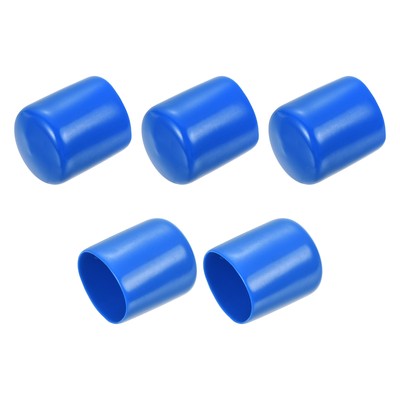 Screw Thread Protector, 28mm ID Round End Cap Cover Blue Tube Caps 5pcs ...