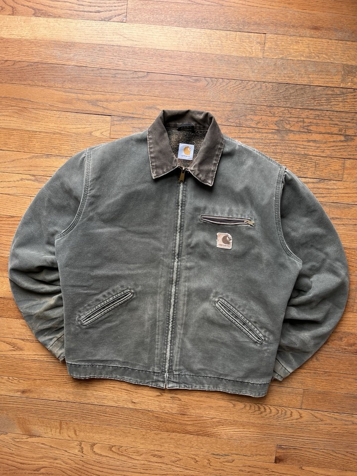 Vintage Carhartt Detroit Jacket Mens Large / XL J97 MOS Moss Green RARE ...